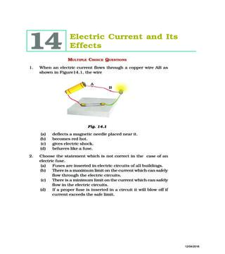 NCERT Exemplar Class 07 Science Unit 14 Electric Current and Its Effects