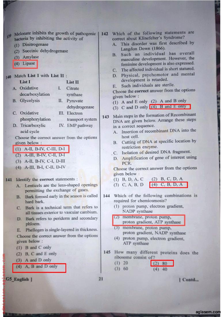 NEET 2023 Answer Key Code E1 E2 E3 E4 E5 E6 PDF AglaSem Admission