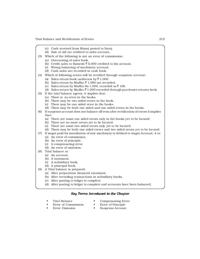 NCERT Book Class 11 Accountancy Chapter 6 Trial Balance And