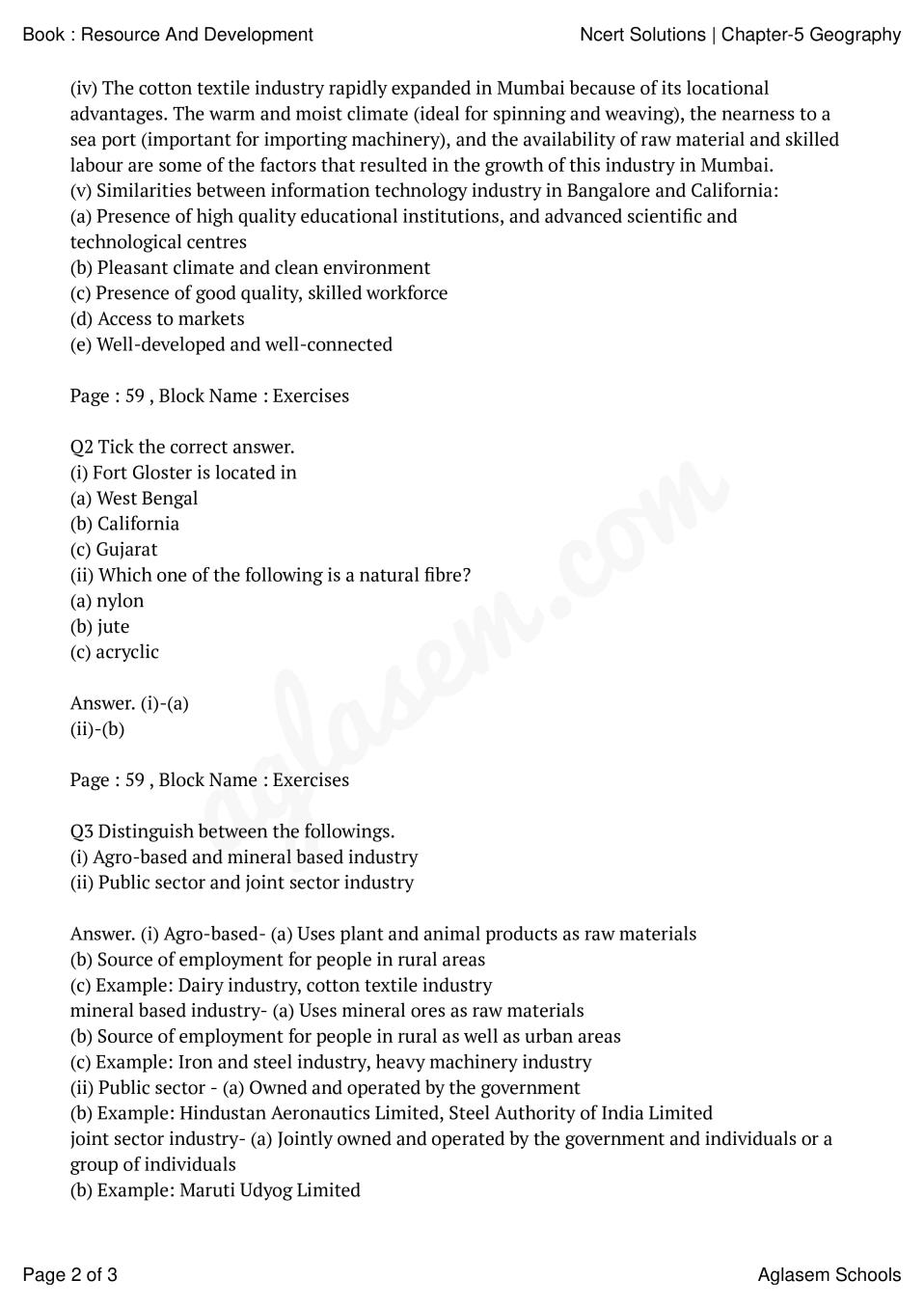 NCERT Solutions For Class 8 Geography Chapter 4 Industries PDF 