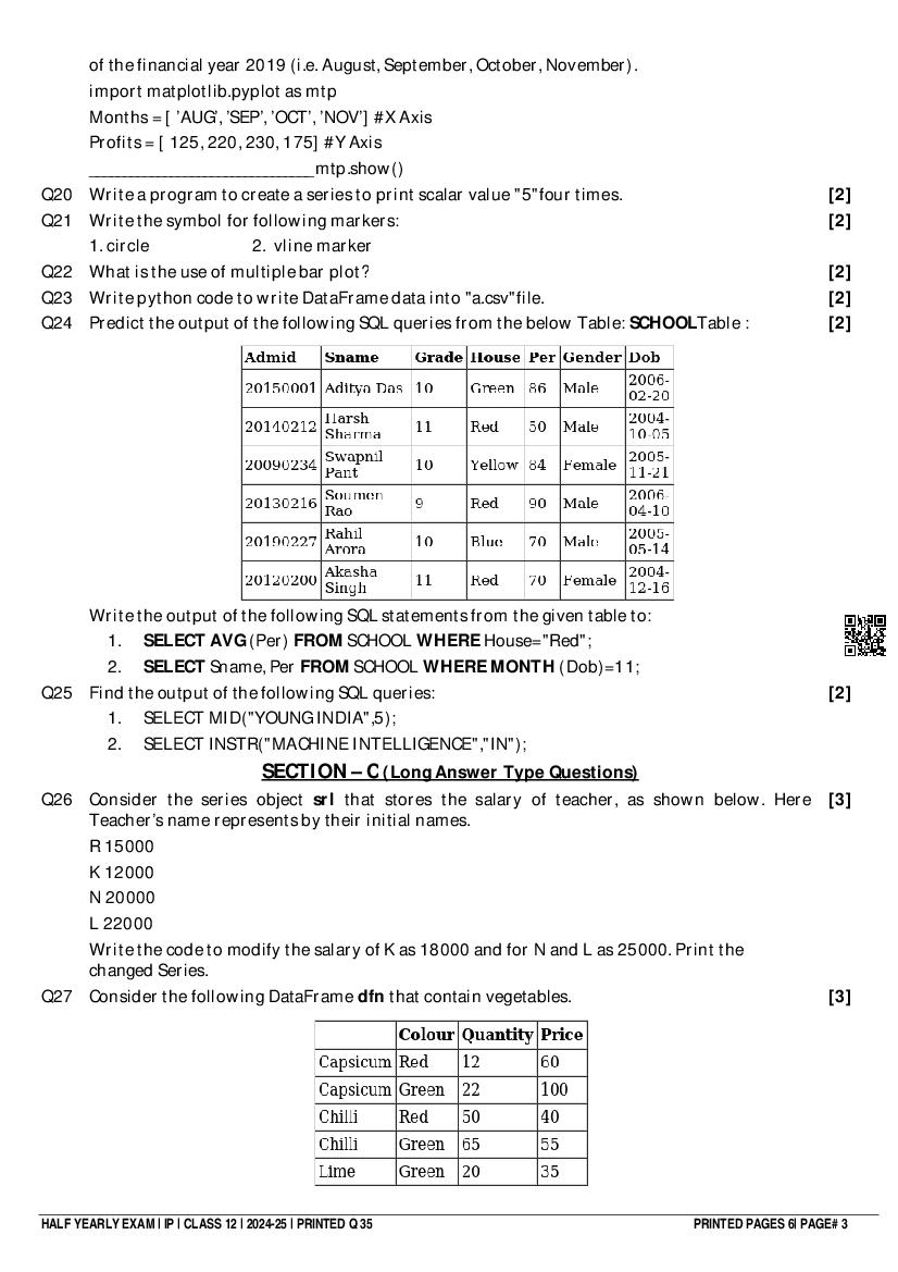 Class 12 IP Half Yearly Question Paper 2025 | Download 12th Half Yearly IP Question Paper PDF ...