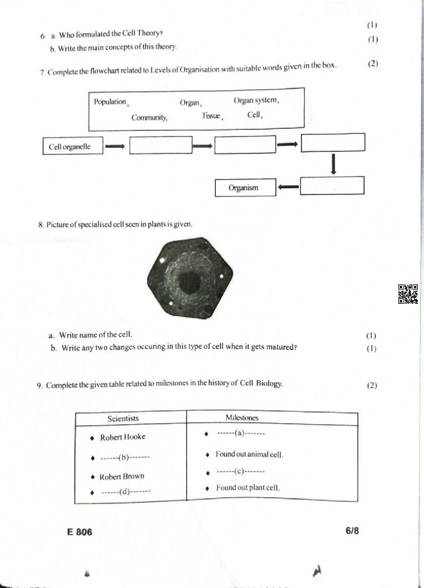 Class 8 Biology Onam Exam Question Paper 2024-25 | Kerala Std 8 First Term Biology Question ...
