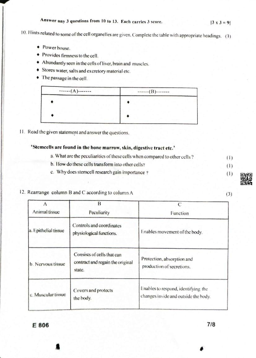 Class 8 Biology Onam Exam Question Paper 2024-25 | Kerala Std 8 First ...