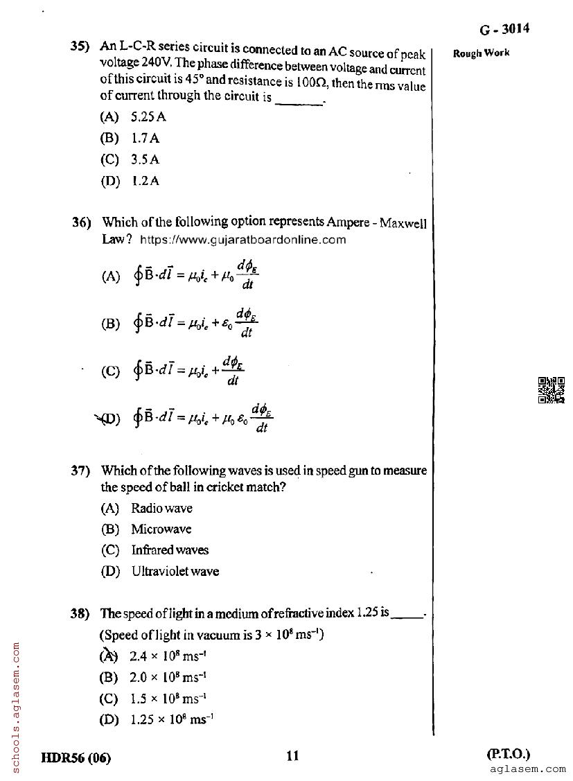 Gujarat HSC Physics Question Paper 2024 (PDF) - Download GSEB 12th ...