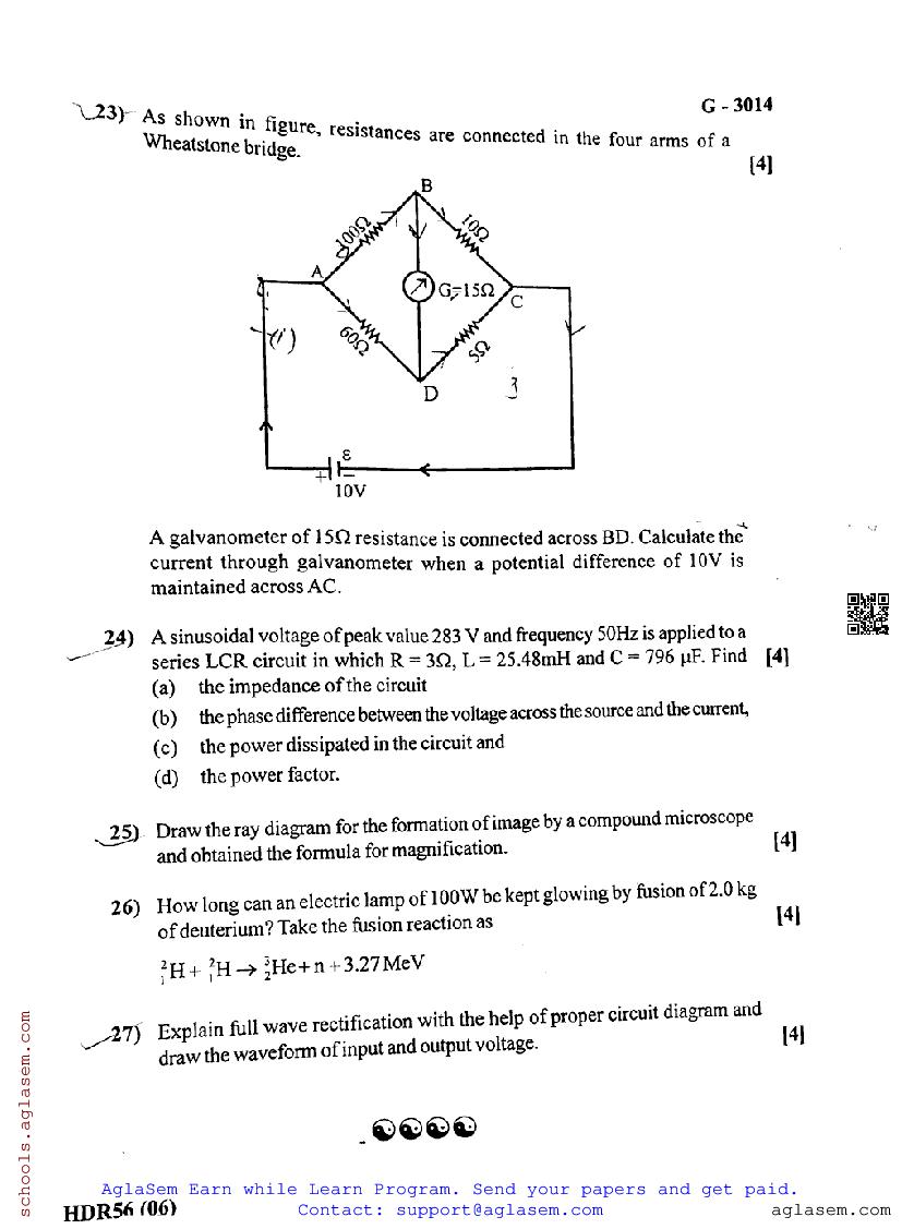 Gujarat HSC Physics Question Paper 2024 (PDF) - Download GSEB 12th Class Physics PYQP - AglaSem