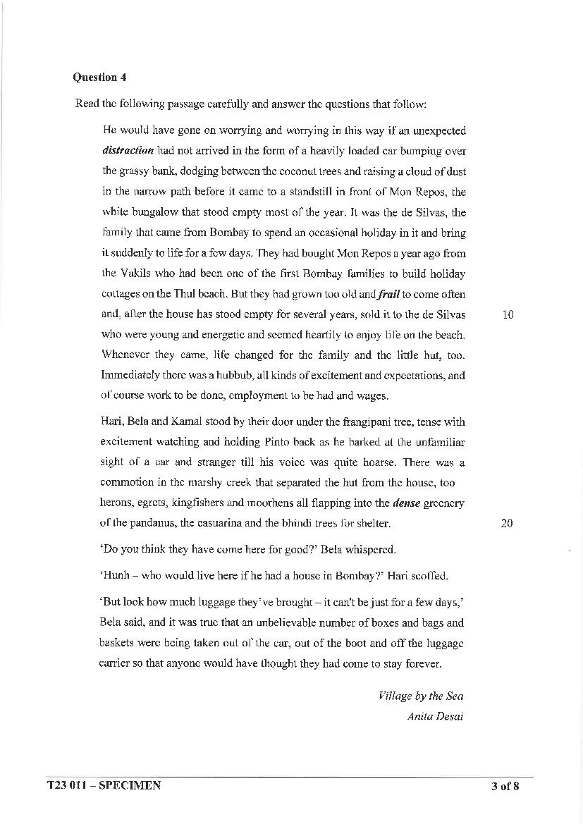 ICSE English Language Specimen Paper 2023 PDF CISCE Class 10 ICSE English Language Specimen Paper 2023 PDF CISCE Class 10