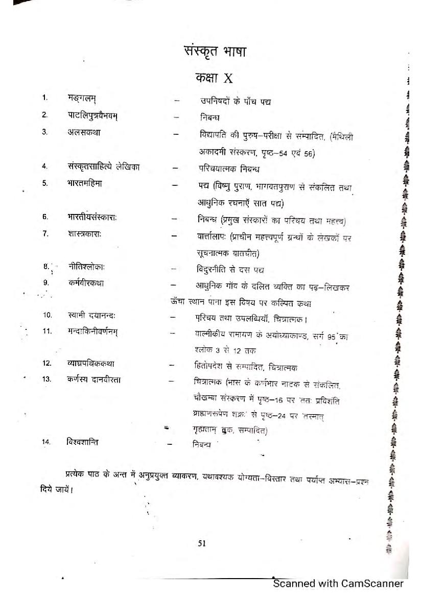 Bihar Board Class 10 Sanskrit Syllabus 2025 PDF AglaSem