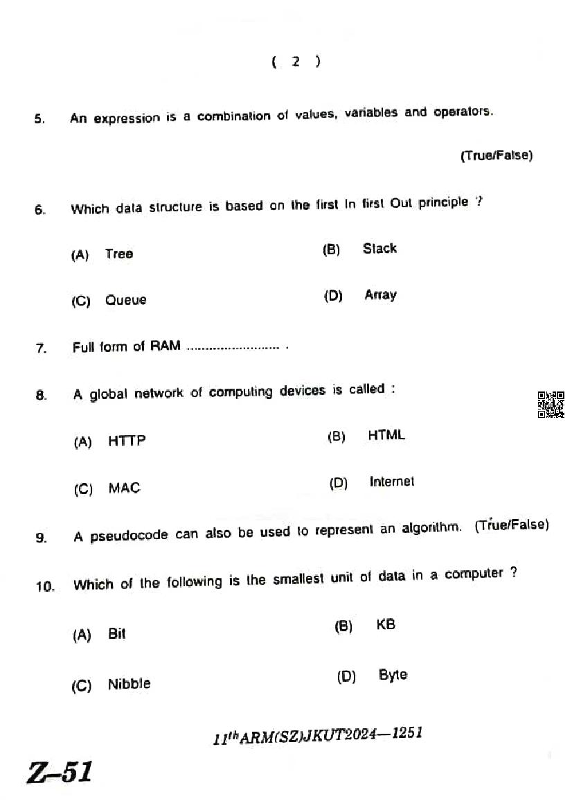 JKBOSE Class 11th IT ITES Question Paper (PDF) - 2024, 2023, 2022 - AglaSem