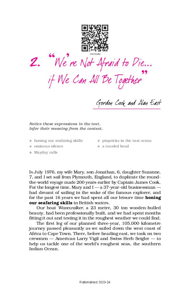 NCERT Book Class 11 English Chapter 2 We re Not Afraid To Die If We