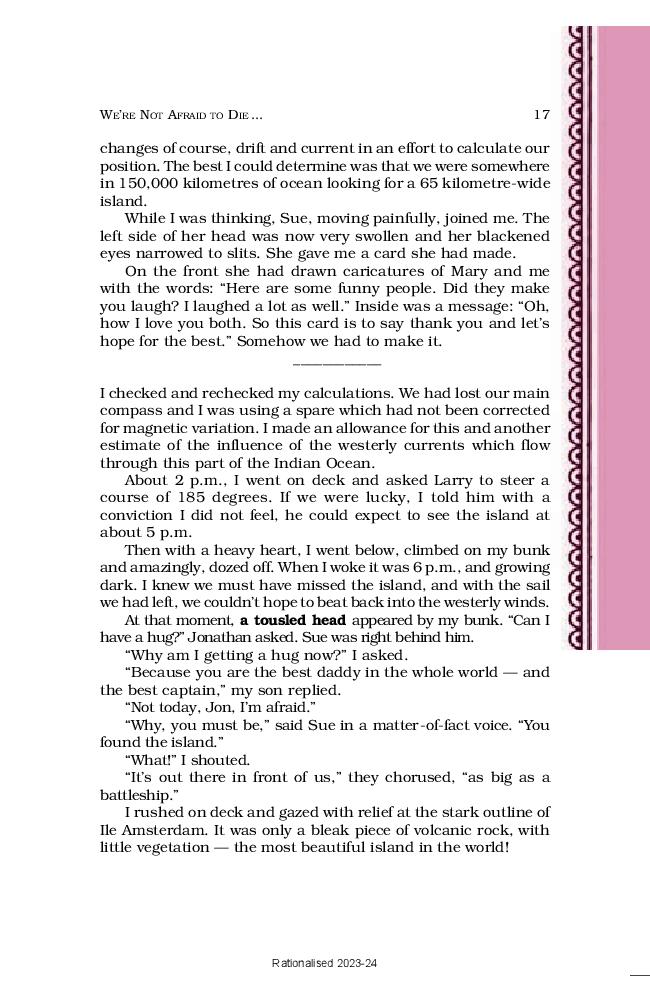 NCERT Book Class 11 English Hornbill Chapter 2 We re Not Afraid To Die NCERT Book Class 11 English Hornbill Chapter 2 We re Not Afraid To Die