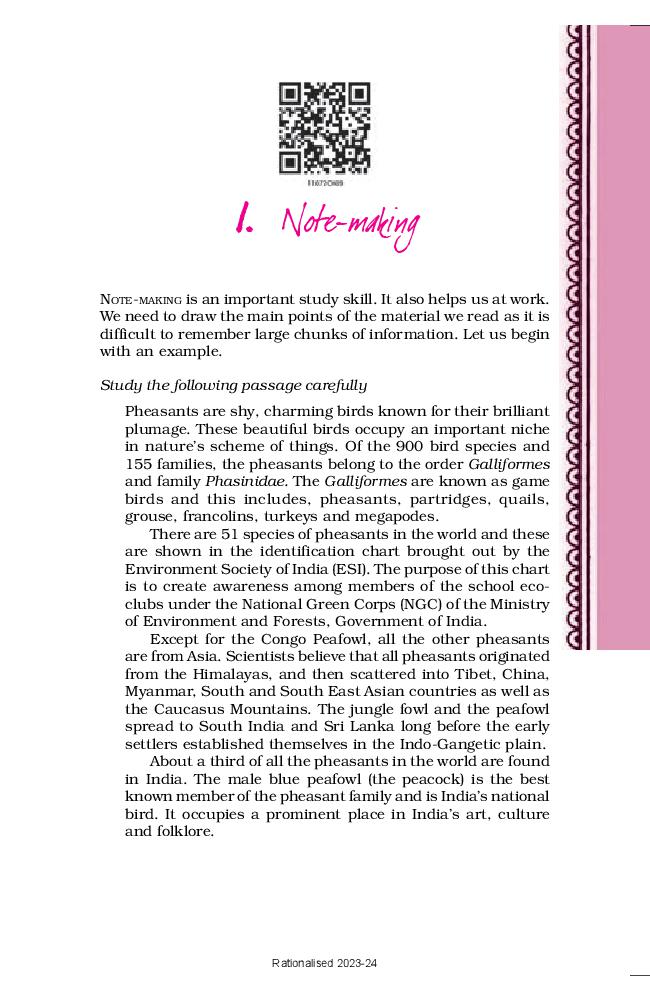 NCERT Book Class 11 English Hornbill Note Making AglaSem Schools