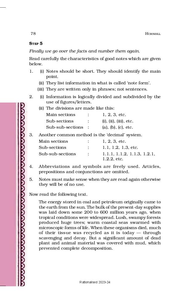 NCERT Book Class 11 English Hornbill Note Making AglaSem Schools