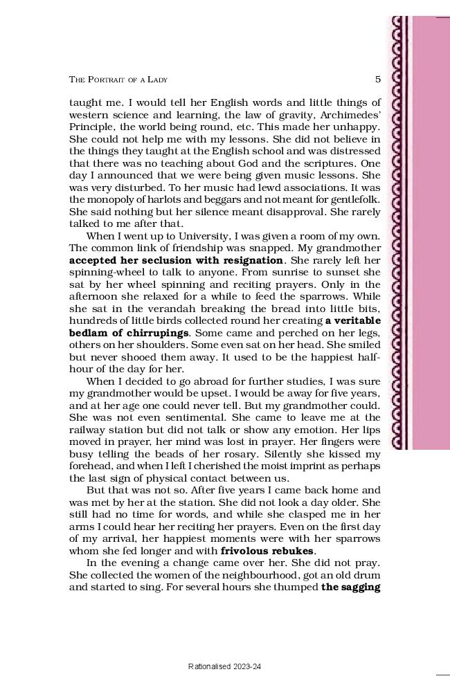 RBSE Book Class 11 English Hornbill Chapter 1 The Portrait Of A Lady