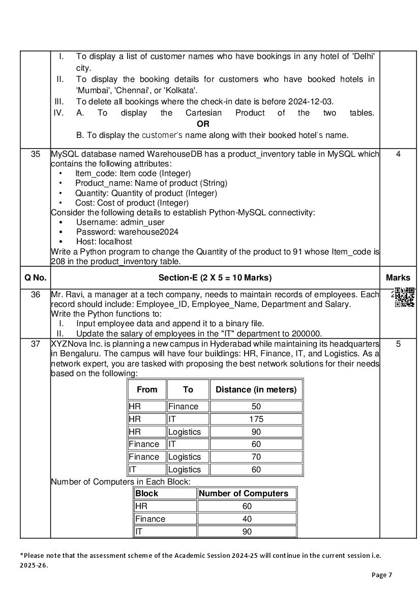 CBSE Class 12 Computer Science Sample Paper 2026 (Solved) PDF Download ...