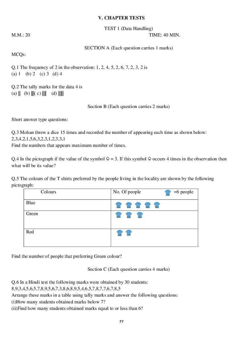 Class 6 Maths Notes for Data Handling (PDF) - Study Material - AglaSem