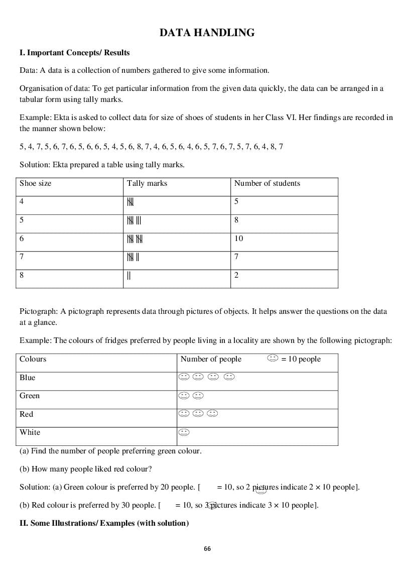 Class 6 Maths Notes for Data Handling (PDF) - Study Material - AglaSem