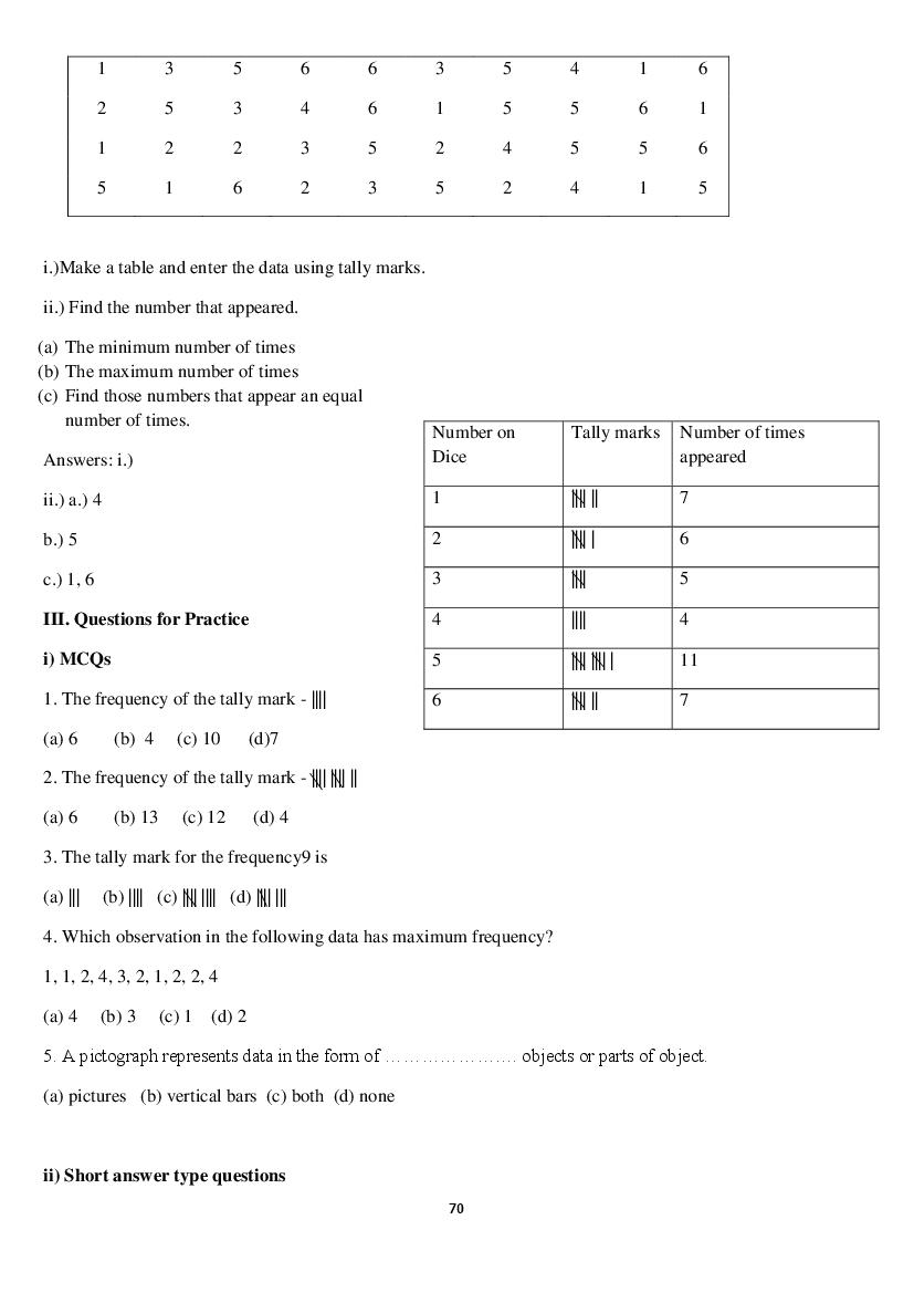 Class 6 Maths Notes for Data Handling (PDF) - Study Material - AglaSem