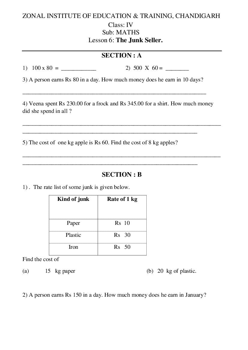 Class 4 All Subjects Competency Based Questions 2025 - Download PDF ...