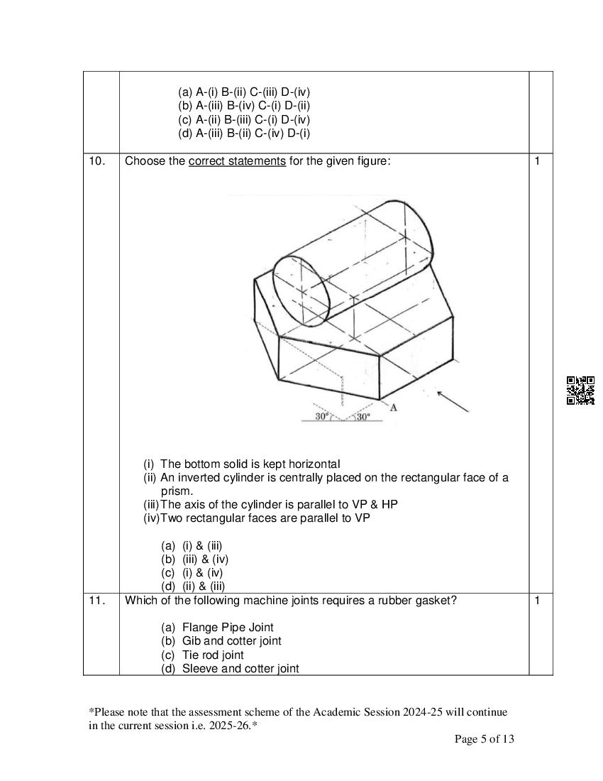CBSE Class 12 Engineering Graphics Sample Paper 2026 (Solved) PDF ...