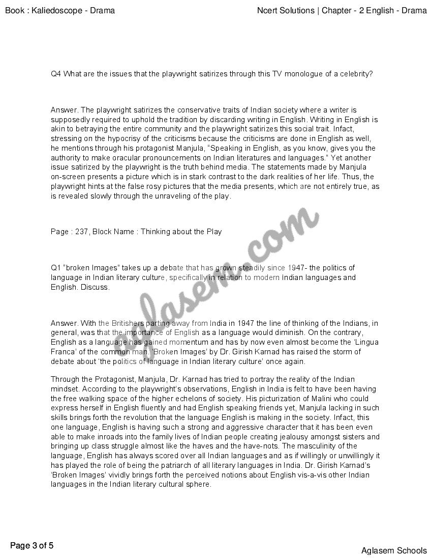 NCERT Solutions For Class 12 English Chapter 2 Broken Images