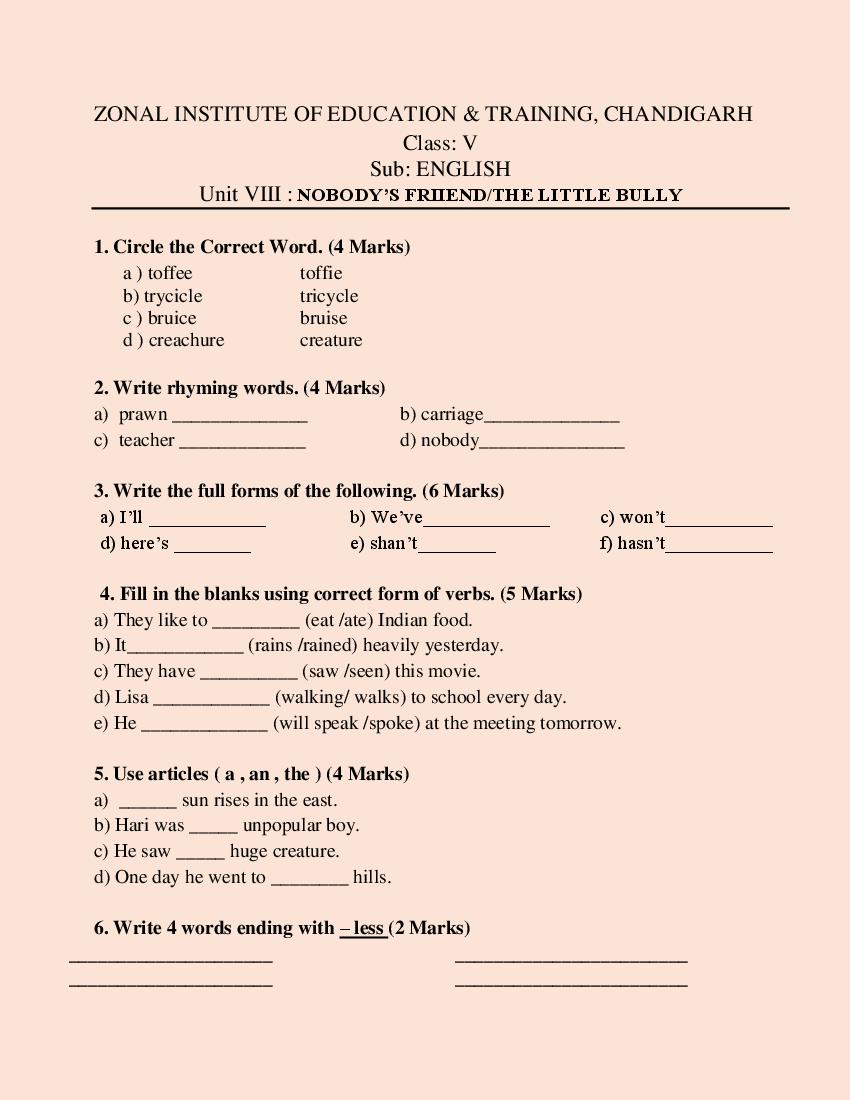 Class 5 All Subjects Competency Based Questions 2025 - Download PDF ...