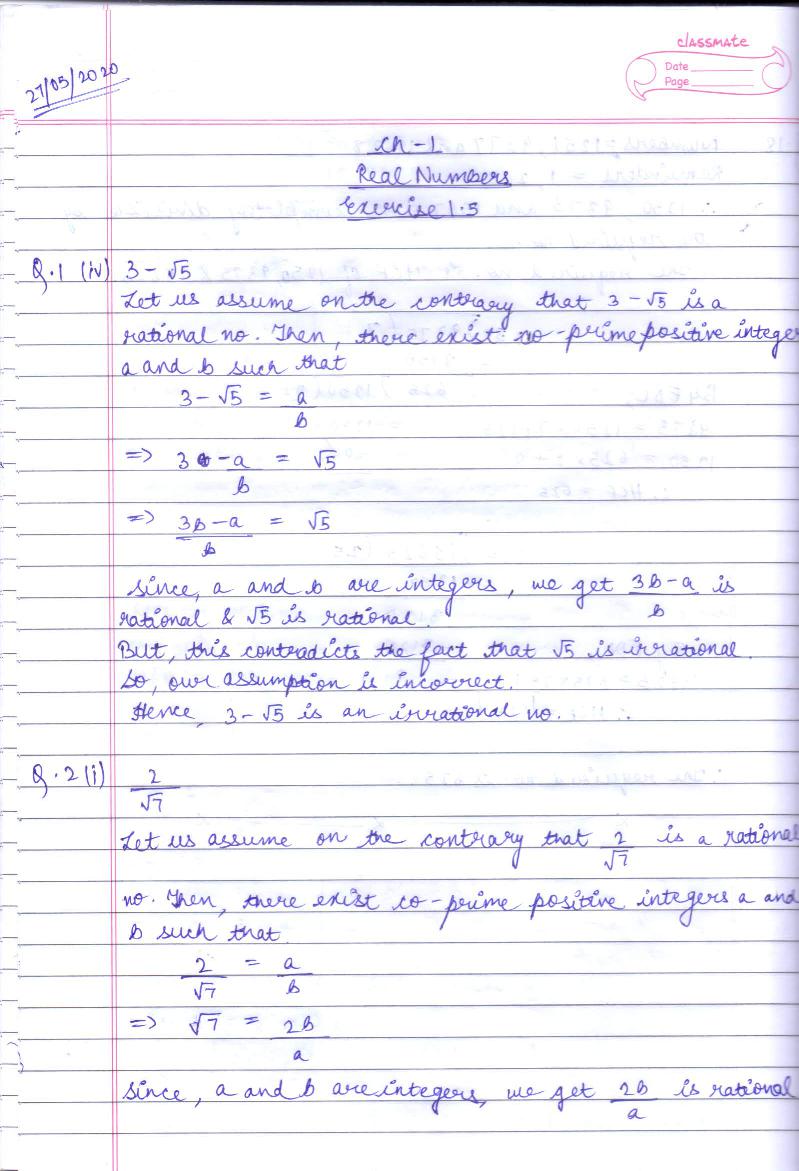 RD Sharma Solutions Class 10 Chapter 1 Real Numbers Exercise 1 5 RD Sharma Solutions Class 10 Chapter 1 Real Numbers Exercise 1 5