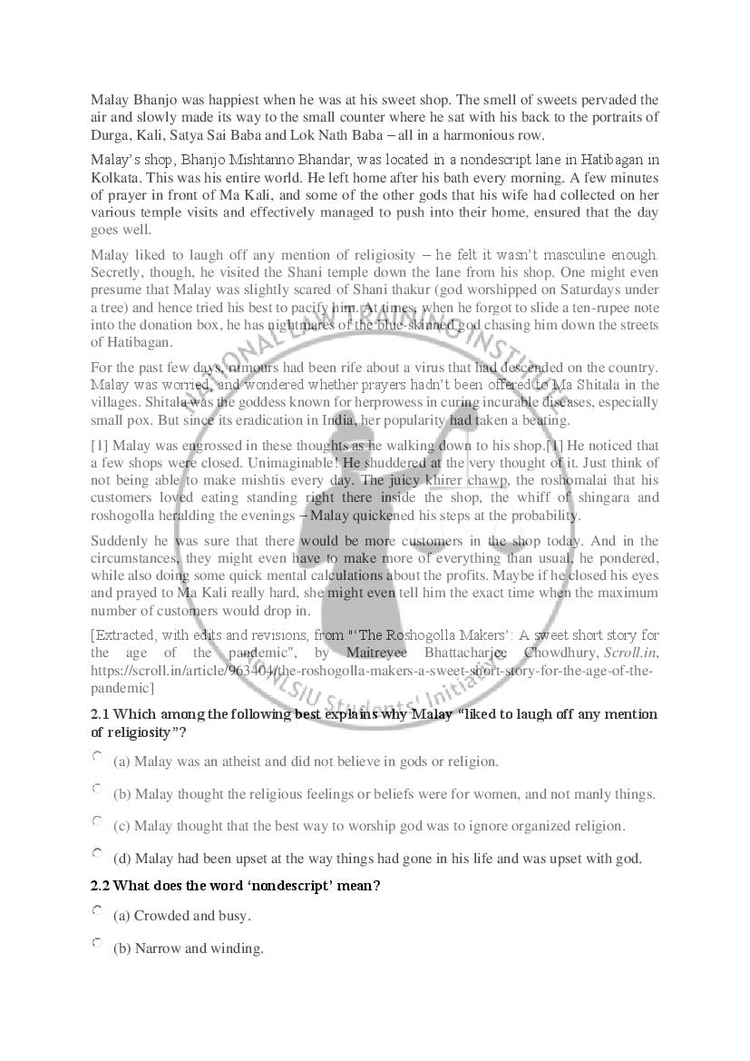 CLAT Sample Paper 2023 (PDF released by Consortium) - Download Here