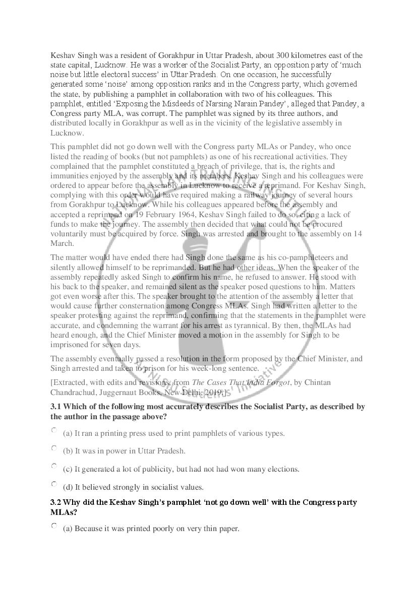 CLAT Sample Paper 2023 (PDF released by Consortium) - Download Here