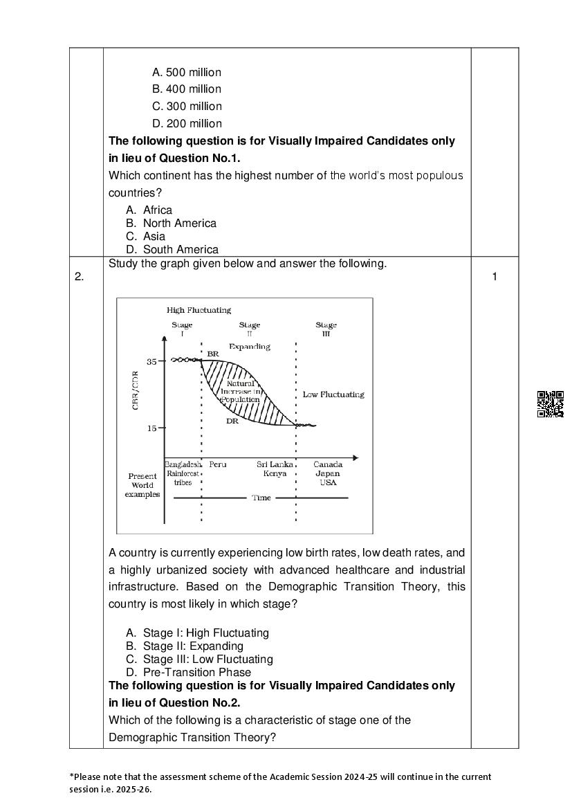 CBSE Class 12 Geography Sample Paper 2026 (Solved) PDF Download - AglaSem