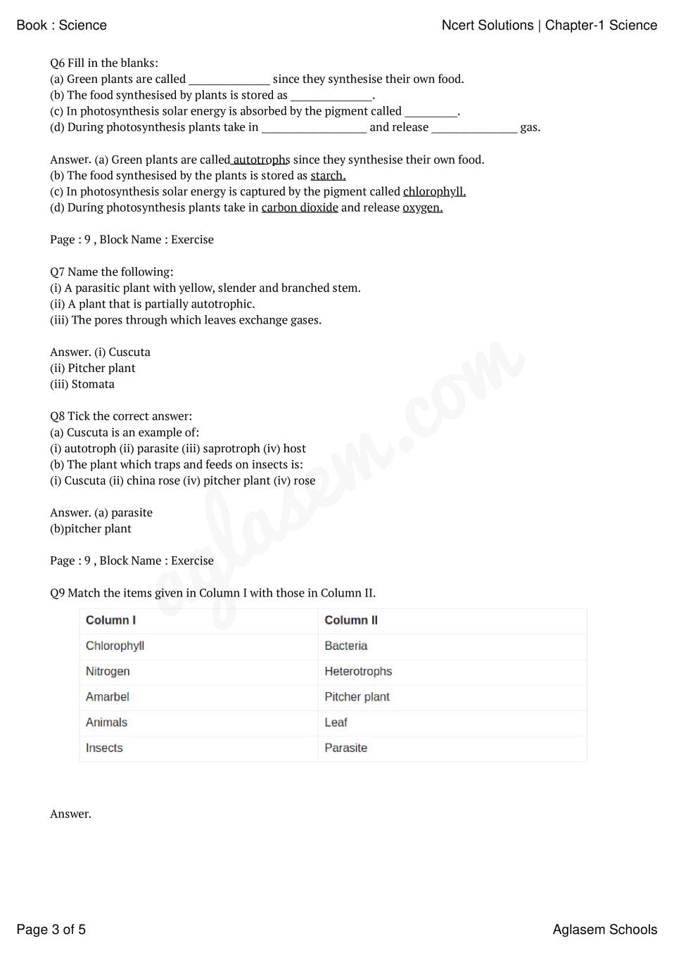 NCERT Solutions 2025 Class 7 Science Chapter 1 Nutrition In Plants NCERT Solutions 2025 Class 7 Science Chapter 1 Nutrition In Plants