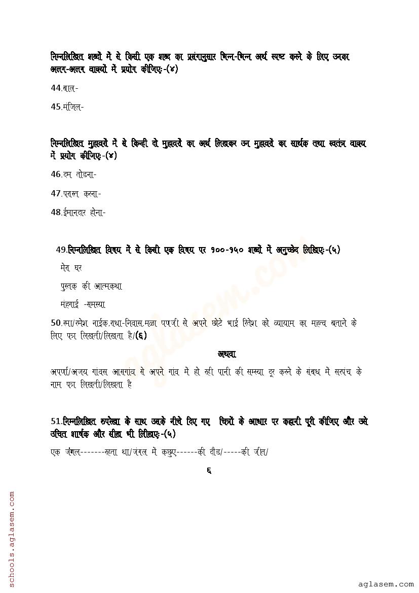 Goa Board SSC Functional Hindi Model Paper 2024 (PDF)