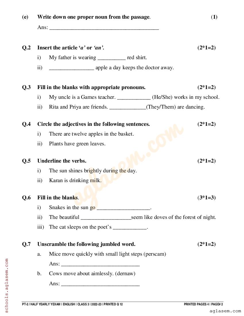 Class 3 English Half Yearly Question Paper 2024 Download 3rd Half Class 3 English Half Yearly Question Paper 2024 Download 3rd Half