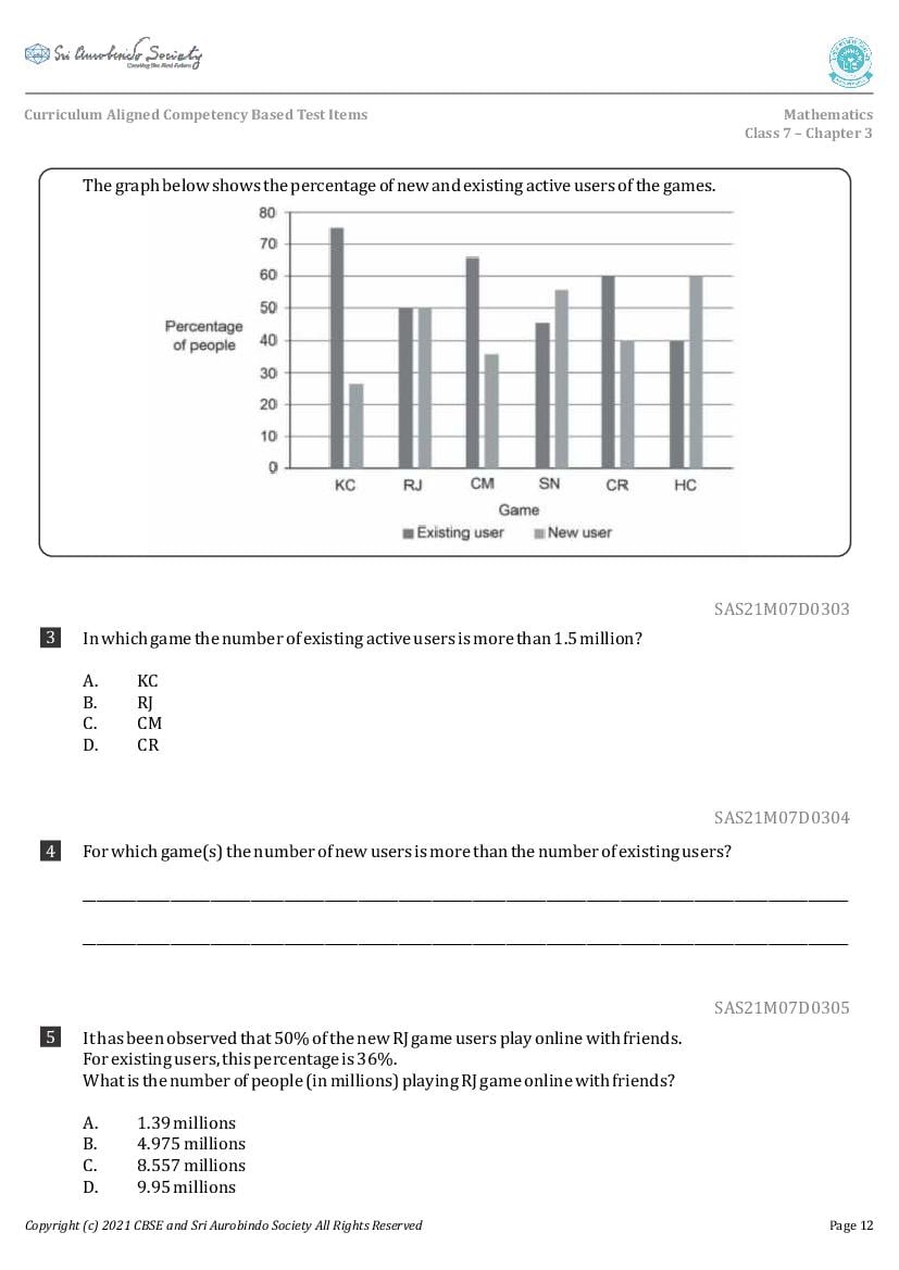 Class 7 Maths Competency Based Questions 2025 - Download PDF - AglaSem