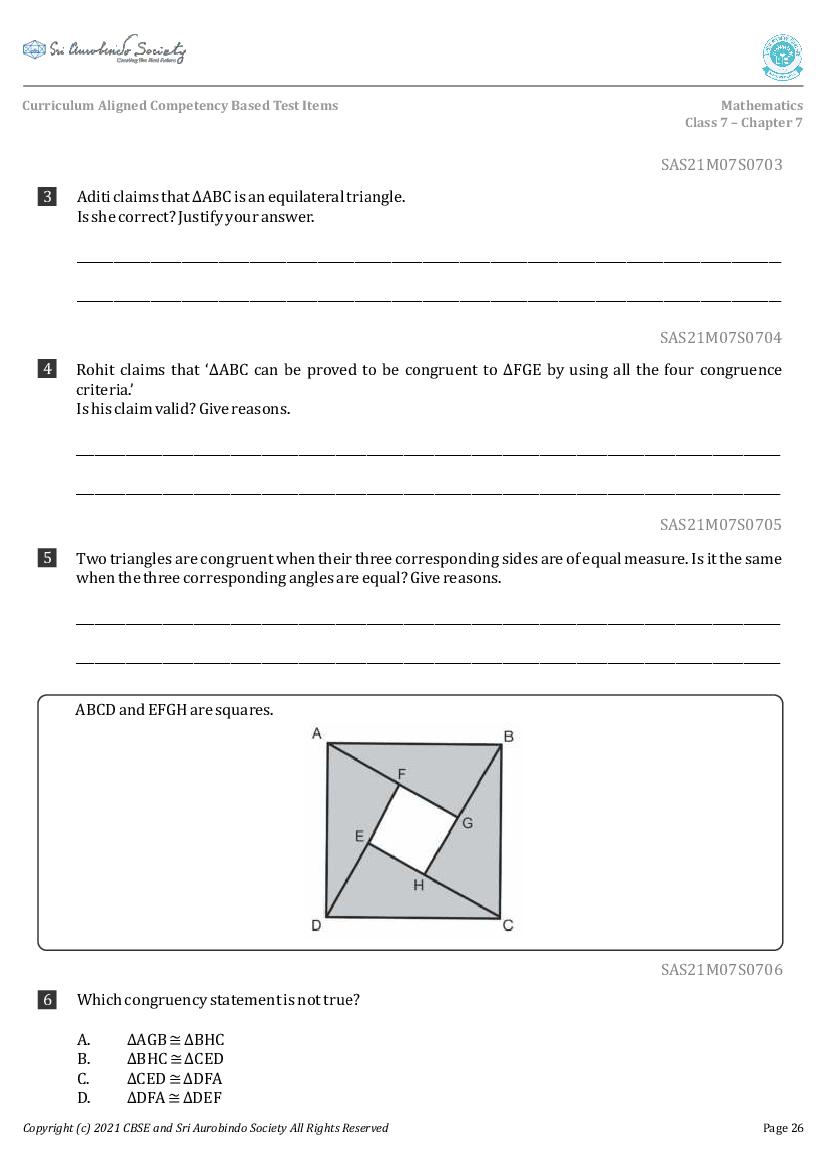Class 7 Maths Competency Based Questions 2025 - Download PDF - AglaSem