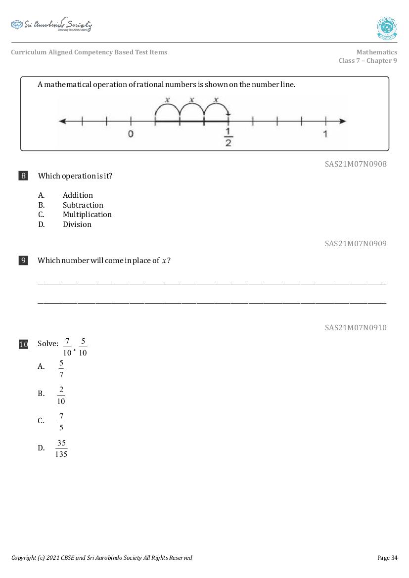 Class 7 Maths Competency Based Questions 2025 - Download PDF - AglaSem