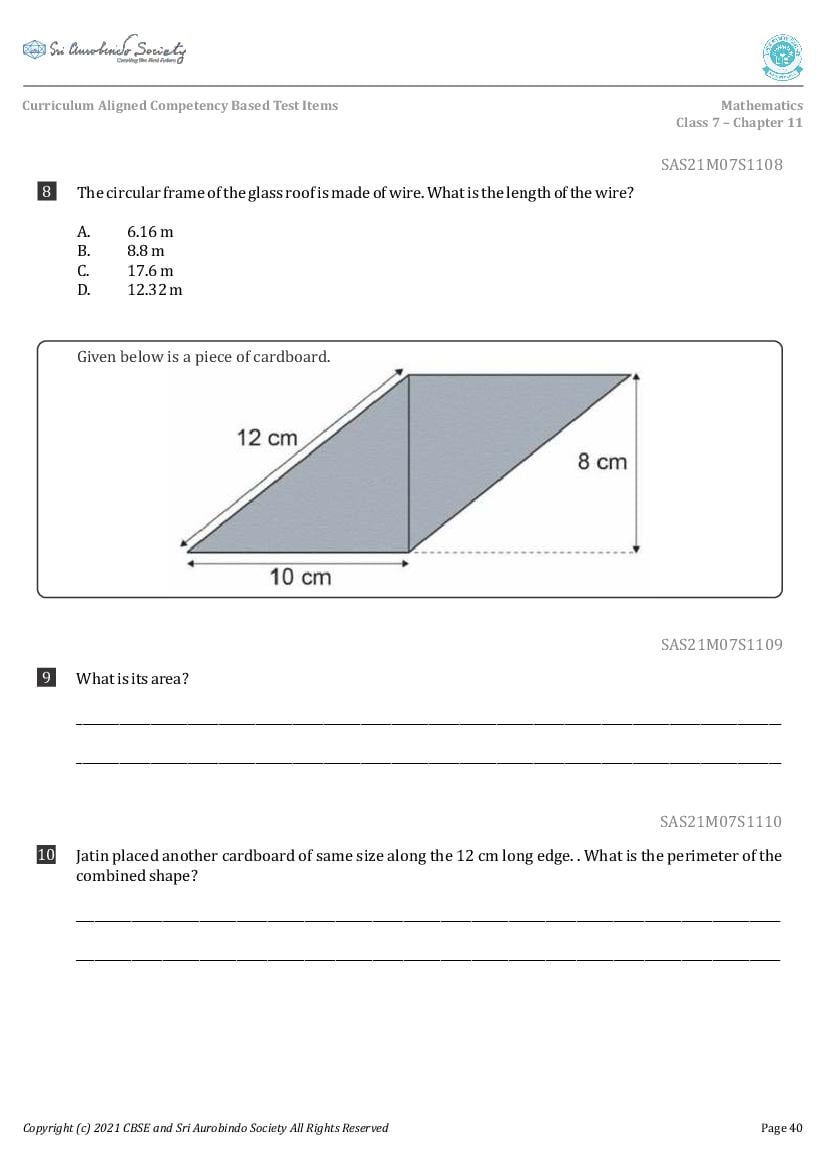 Class 7 Maths Competency Based Questions 2025 - Download PDF - AglaSem
