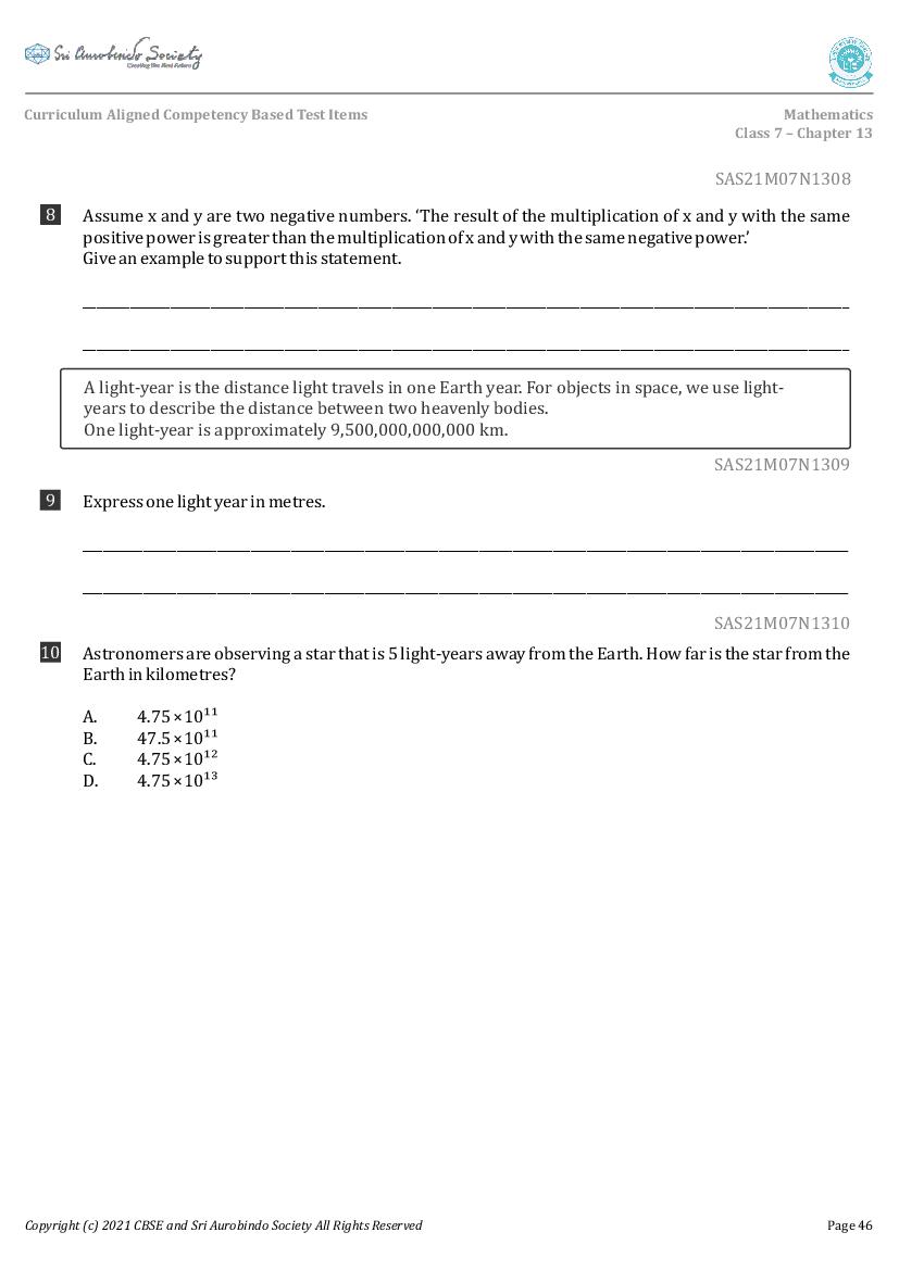 Class 7 Maths Competency Based Questions 2025 - Download PDF - AglaSem