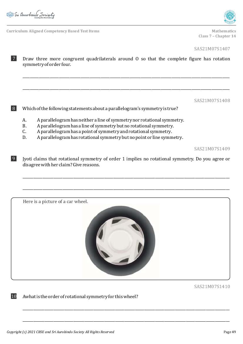 Class 7 Maths Competency Based Questions 2025 - Download PDF - AglaSem