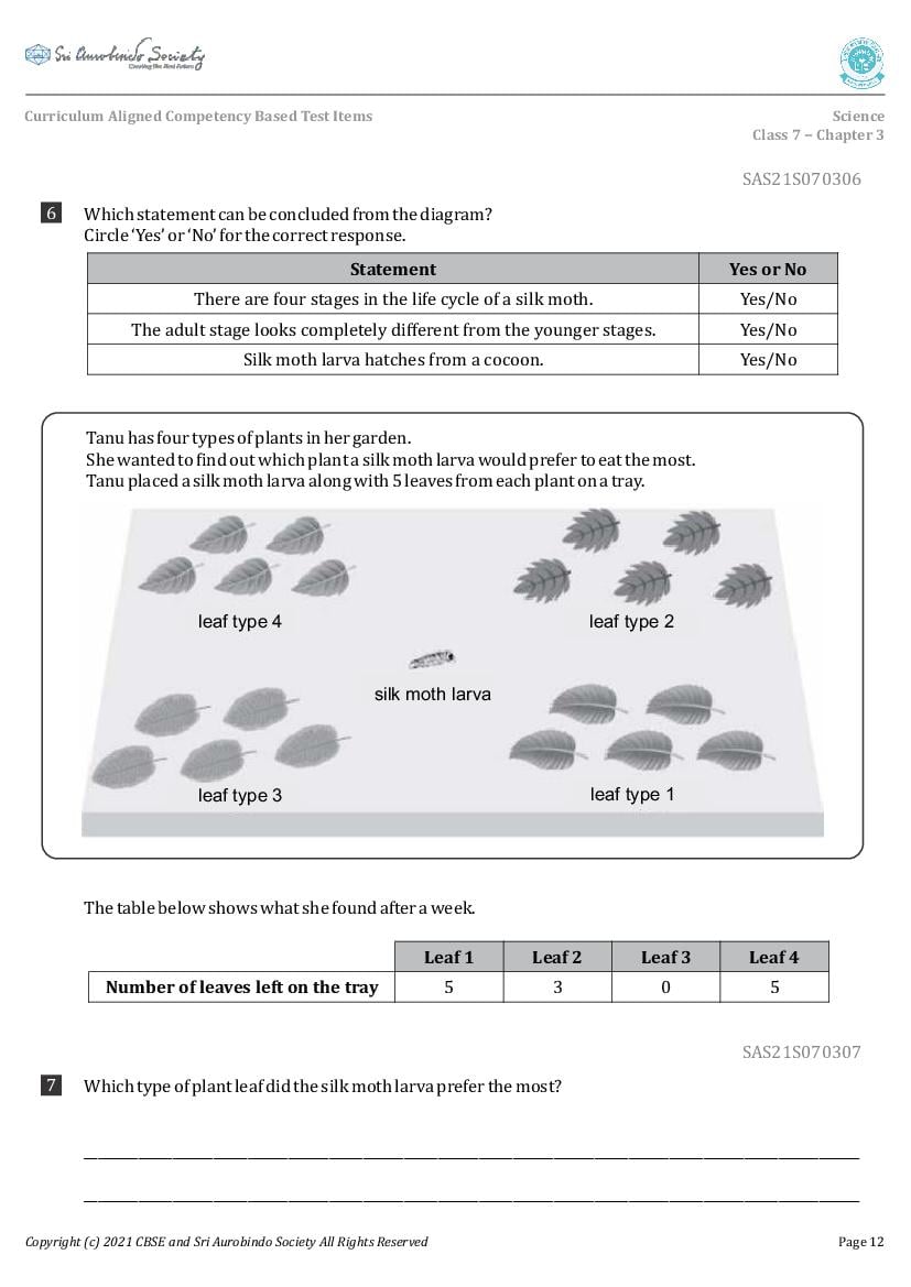 Class 7 Science Competency Based Questions 2025 - Download PDF - AglaSem