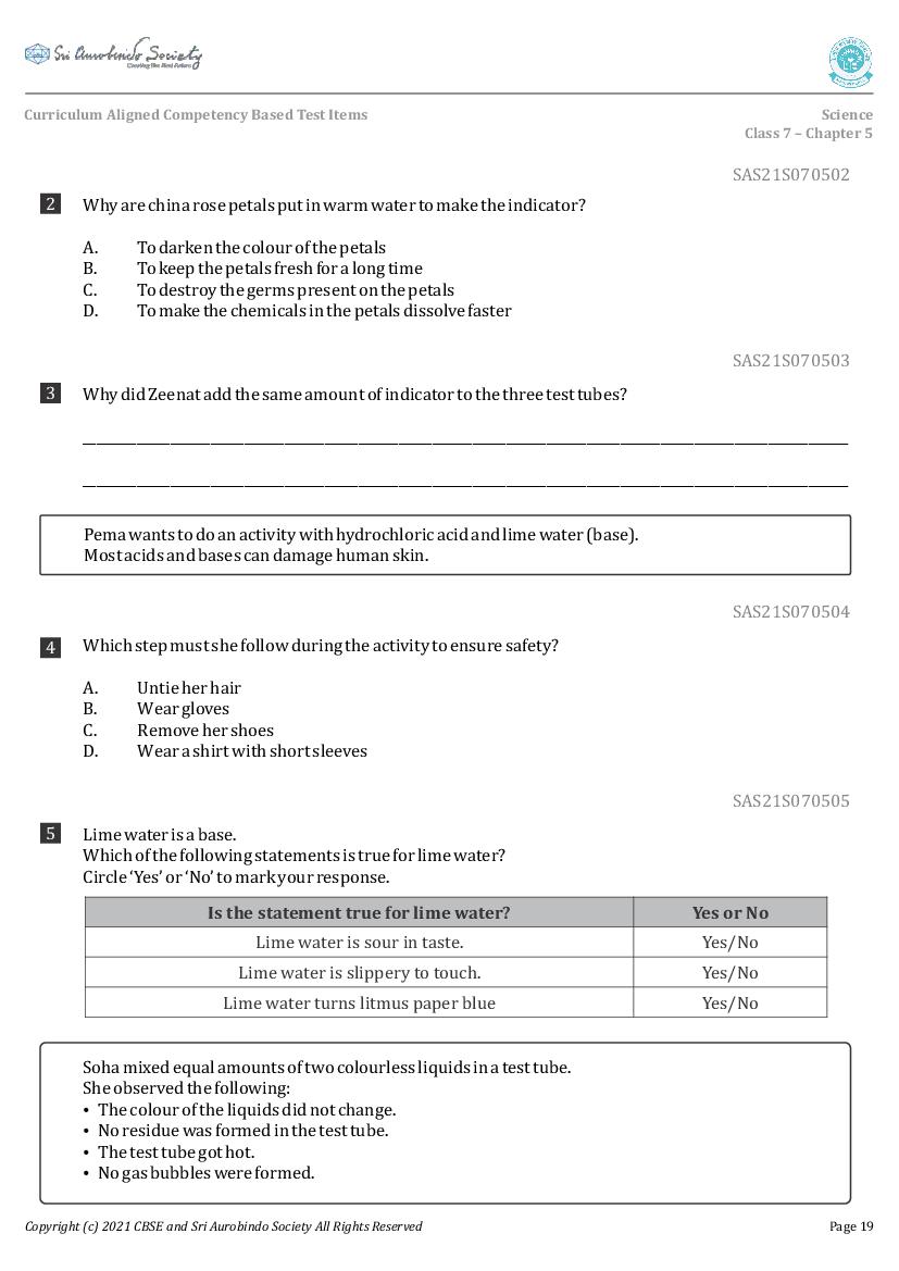 Class 7 Science Competency Based Questions 2025 - Download PDF - AglaSem