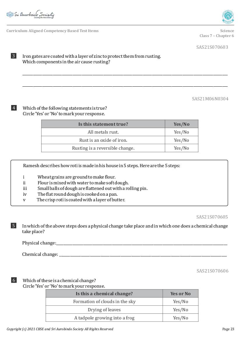 Class 7 Science Competency Based Questions 2025 - Download PDF - AglaSem
