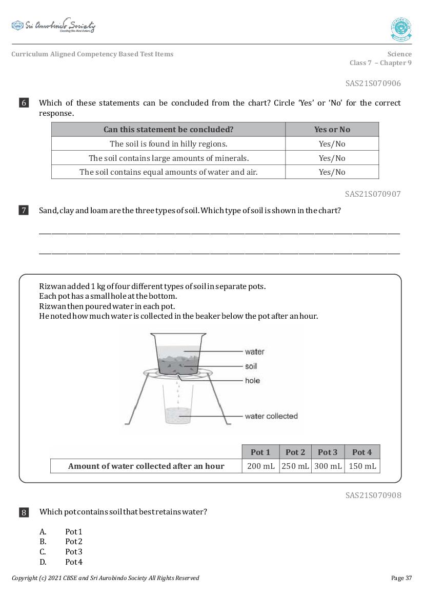 Class 7 Science Competency Based Questions 2025 - Download PDF - AglaSem