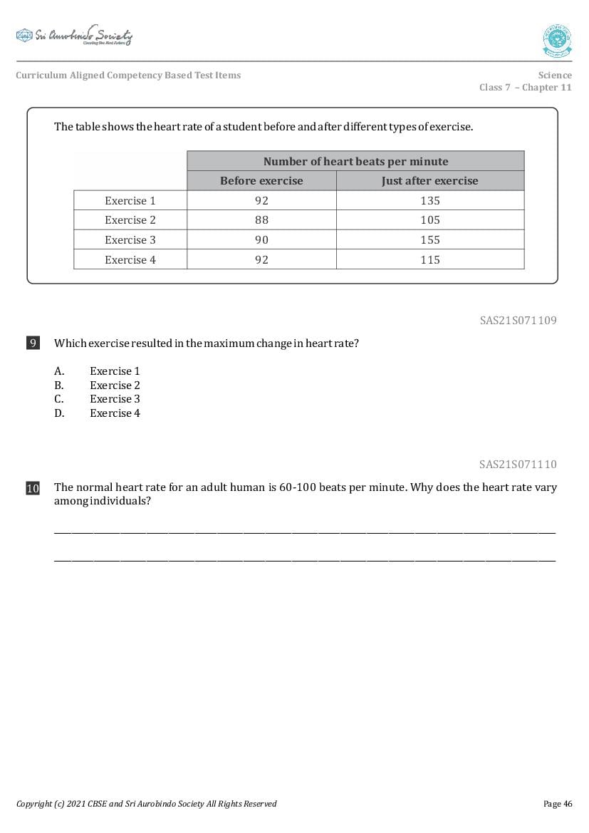Class 7 Science Competency Based Questions 2025 - Download PDF - AglaSem