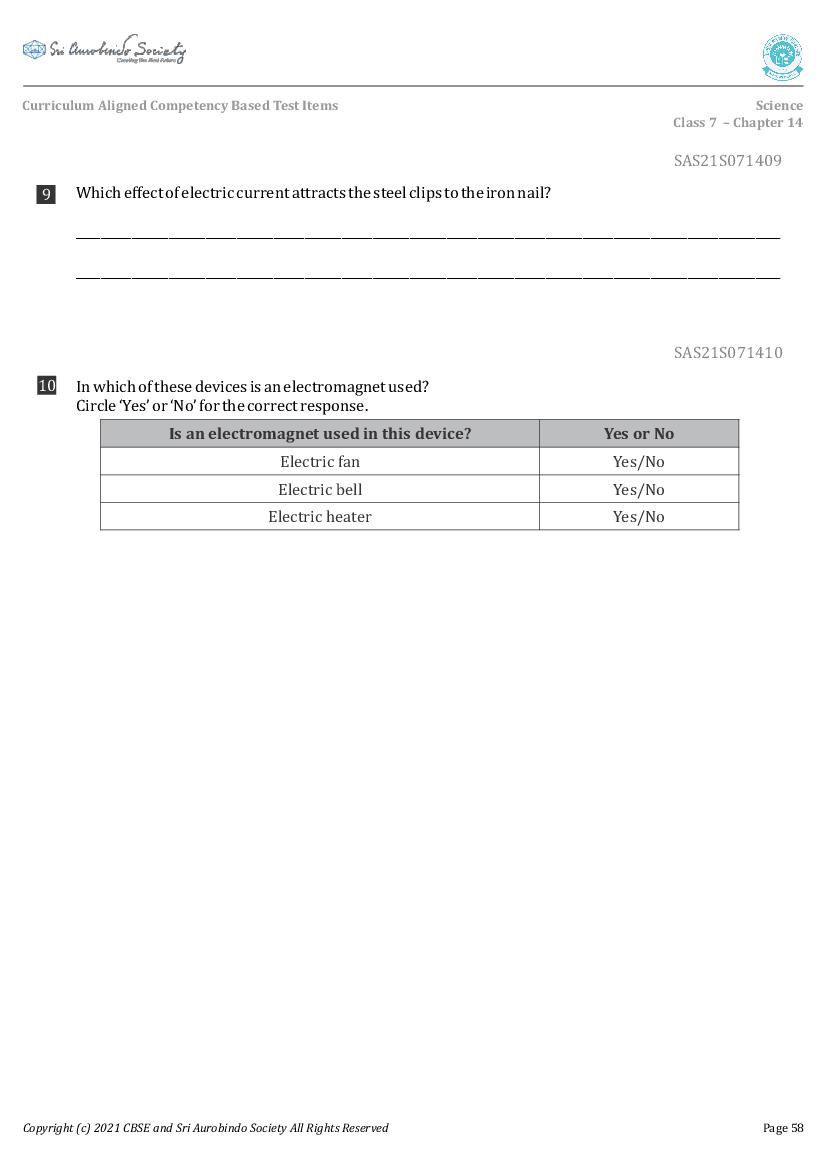 Class 7 Science Competency Based Questions 2025 - Download PDF - AglaSem