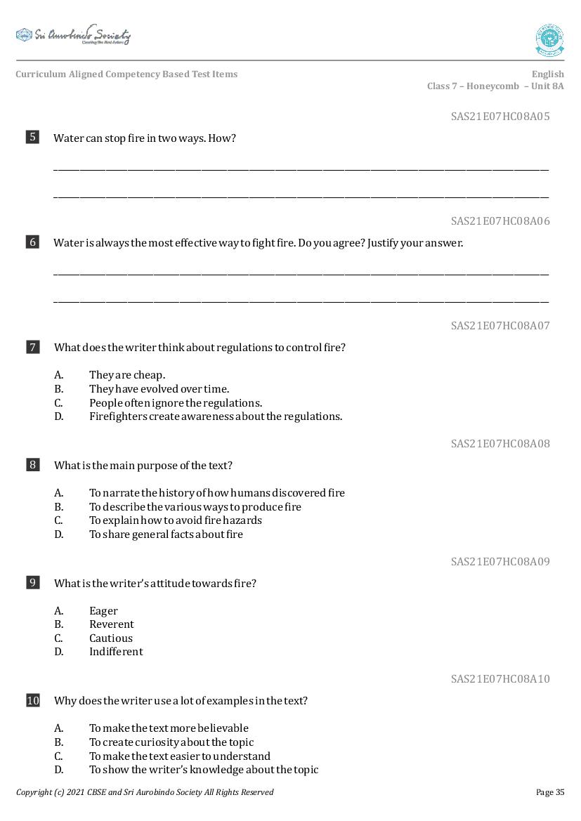Class 7 English Competency Based Questions 2025 - Download PDF - AglaSem