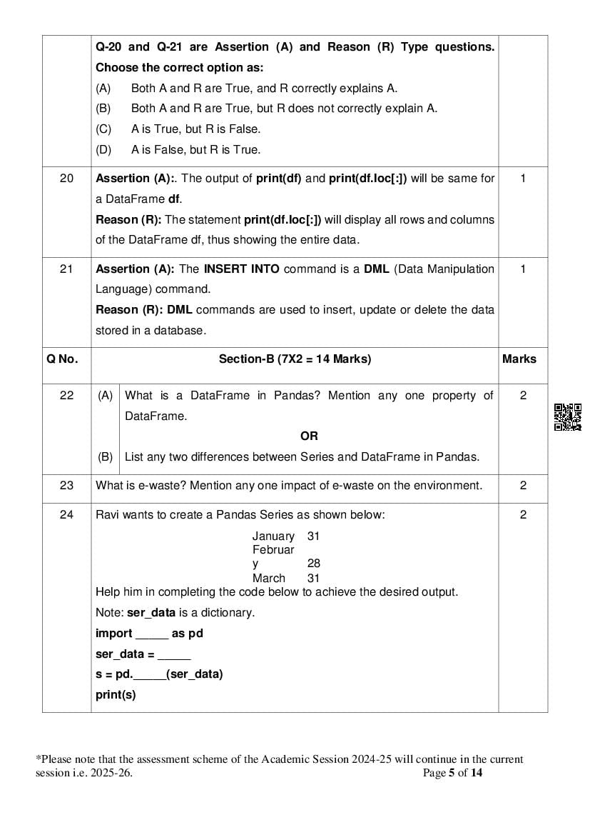 CBSE Class 12 Informatics Practices Sample Paper 2026 (Solved) PDF ...