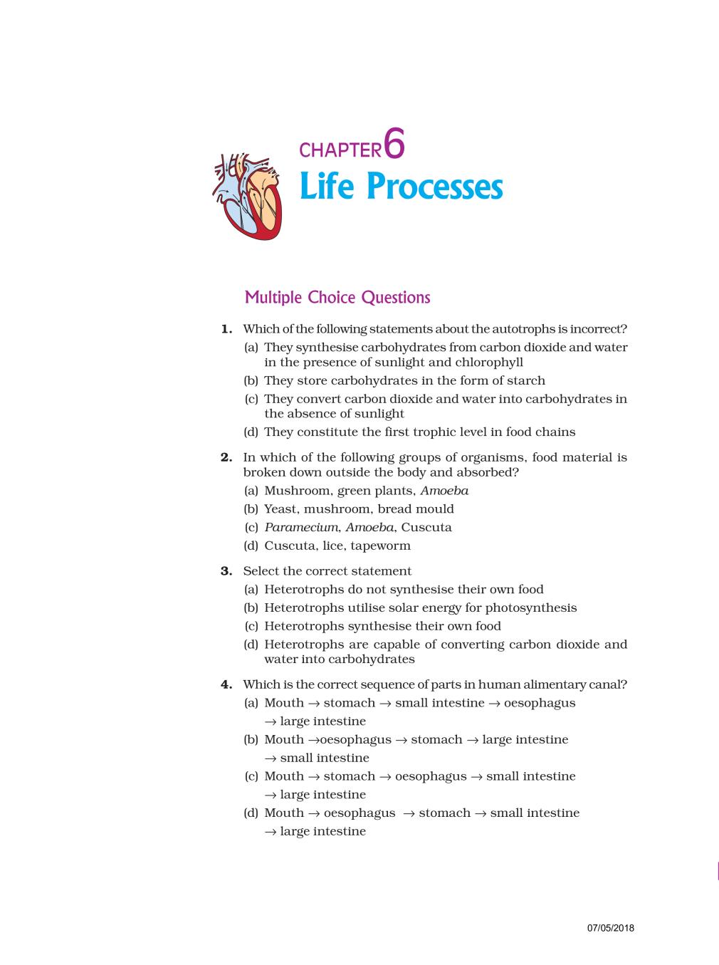 NCERT Exemplar Class 10 Science Unit 6 Life Processes NCERT Exemplar Class 10 Science Unit 6 Life Processes