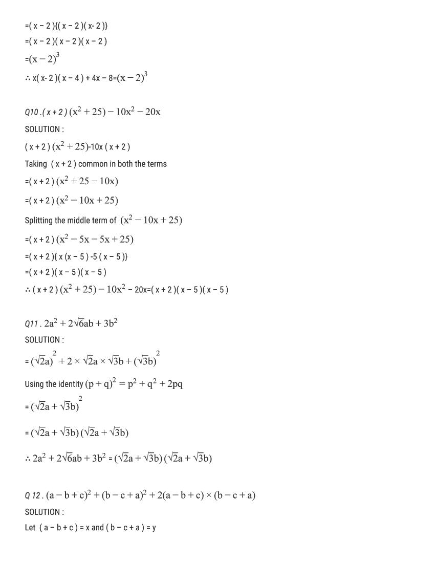 RD Sharma Solutions For Class 9 Factorisation Of Algebraic Expressions