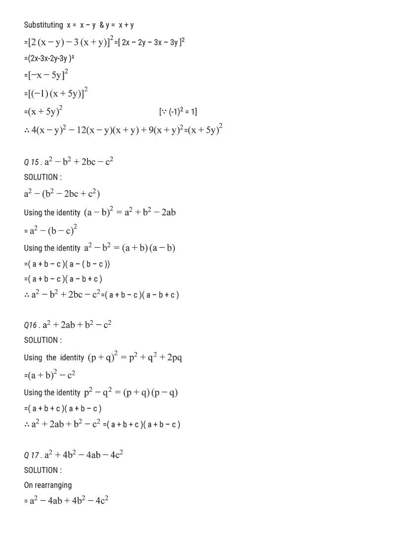 RD Sharma Solutions For Class 9 Factorisation Of Algebraic Expressions