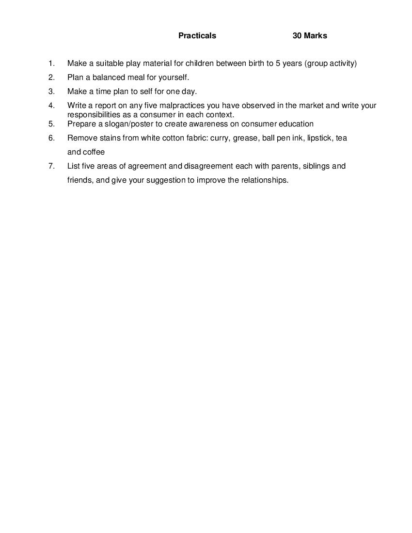 CBSE Class 10 Syllabus 2022 23 Home Science Term 1 Term 2